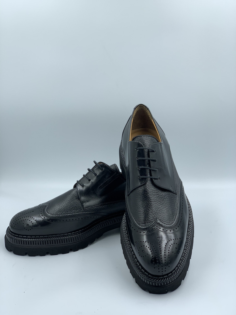 Мужские кожаные модные туфли Angelo Ruffo Черные стильные туфли ...