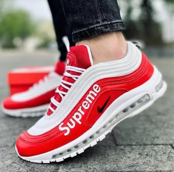 Кроссовки мужские Nike Air Max 97 SUPREME красные с амортизацией ...