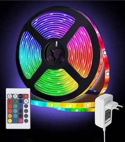 Светодиодная RGB лента с пультом, 5м, SMD 5050, 220V, 30 LED на метр ...