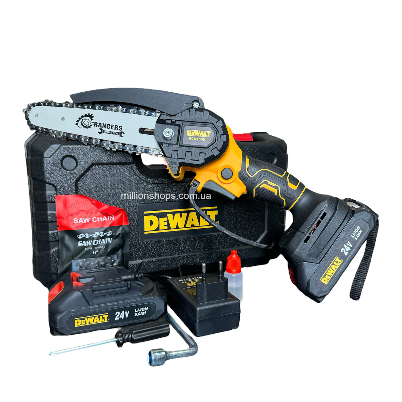 Аккумуляторная мини пила DeWalt DCM155N (24V, 5AH). Веткорез девольт ...