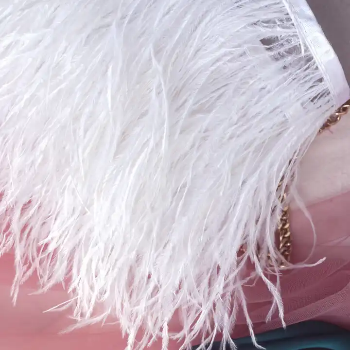 Перья страуса на ленте 8-10 см, перьевая тесьма из натуральных перьев ...