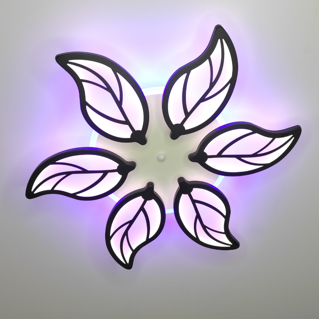 Led люстра Листья с подсветкой 8881/6 BK 3color ☎+38967773110