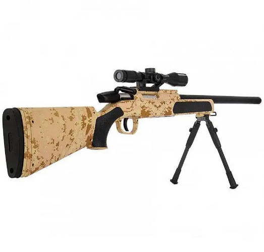 Детская снайперская винтовка с оптическим прицелом на сошках Металл кал ...