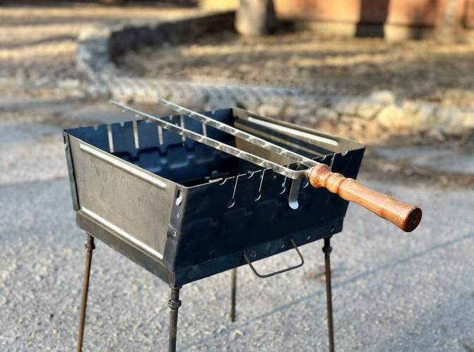 Мангал чемодан на 6 шампуров + вертель двойной шампур (ID#1793873667 ...