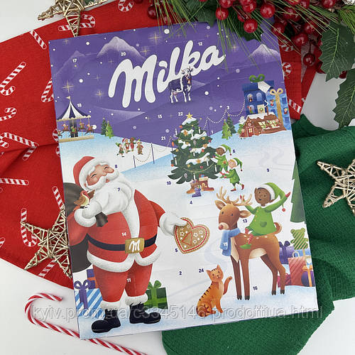 Адвент календар Milka Advent Calendar Санта ялинка з цукерками ...