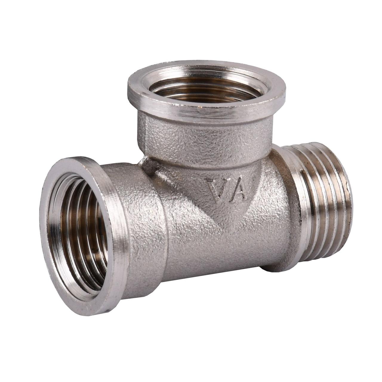 Тройник никелированный 1/2"ВР х 1/2"ВР х 1/2"НР штампованный А0213А(нк ...