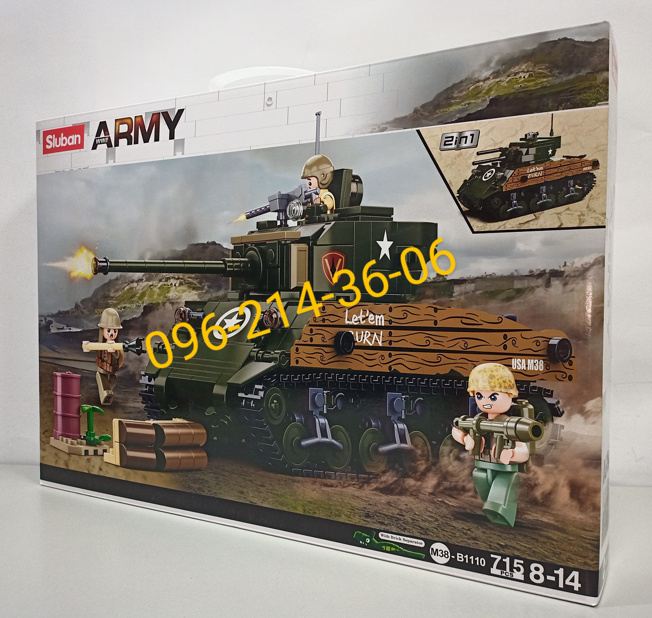 Конструктор WWII Армия SLUBAN M38-B1110 "Американский танк M4 SHERMAN ...