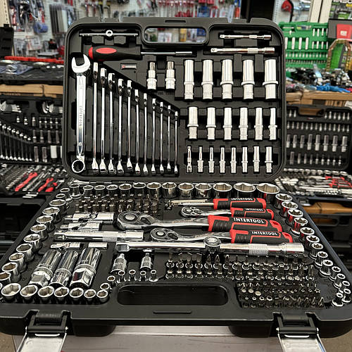 Набор инструментов на 219 ед. INTERTOOL ET-8219 серия STORM Cr-V на три трещотки 1/2 3/8 1/4 (ID ...