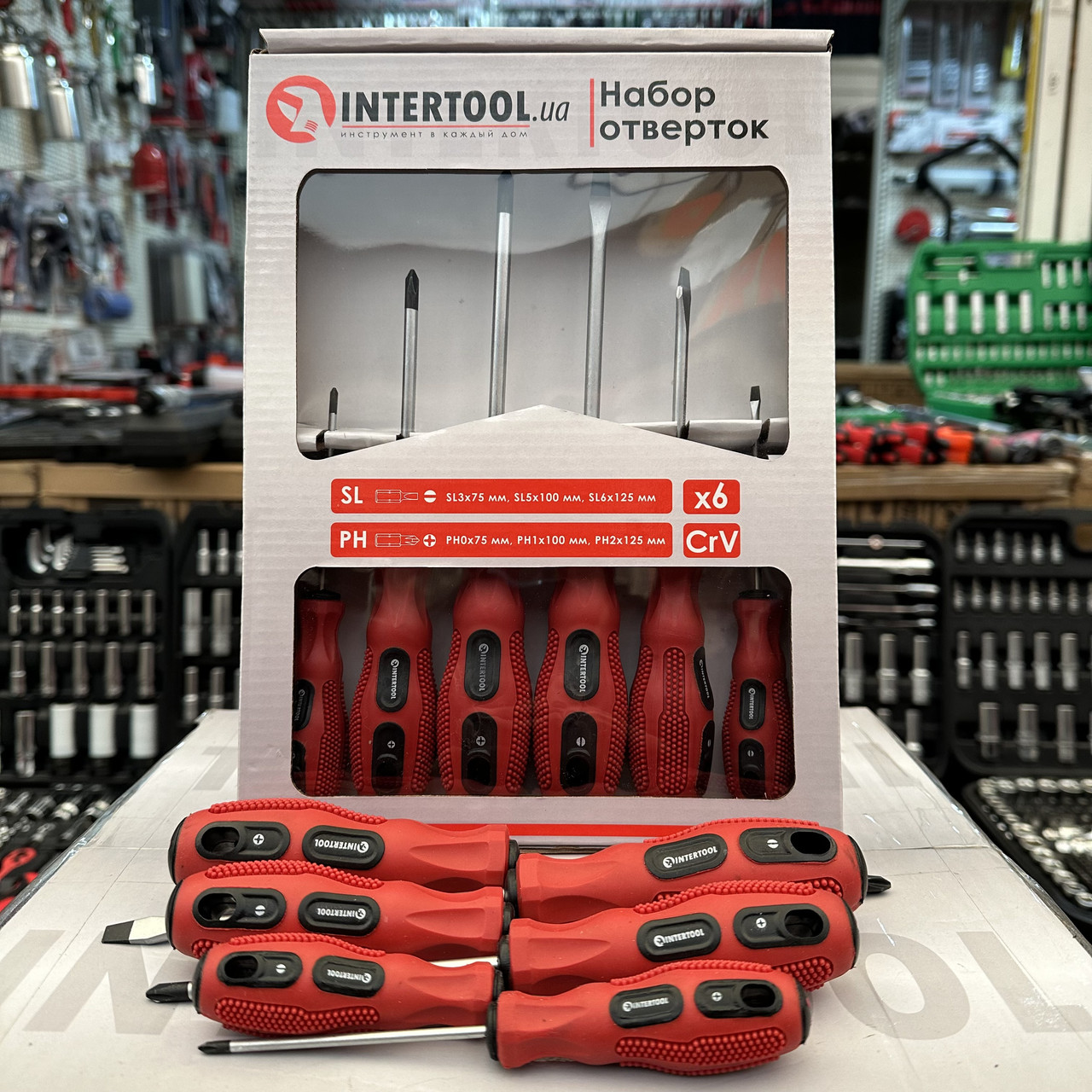 Набор отверток 6 ед. INTERTOOL VT-2005 CR-V сталь SL3 SL5 SL6 PH0 PH1 PH2 (ID#2037585746), цена ...