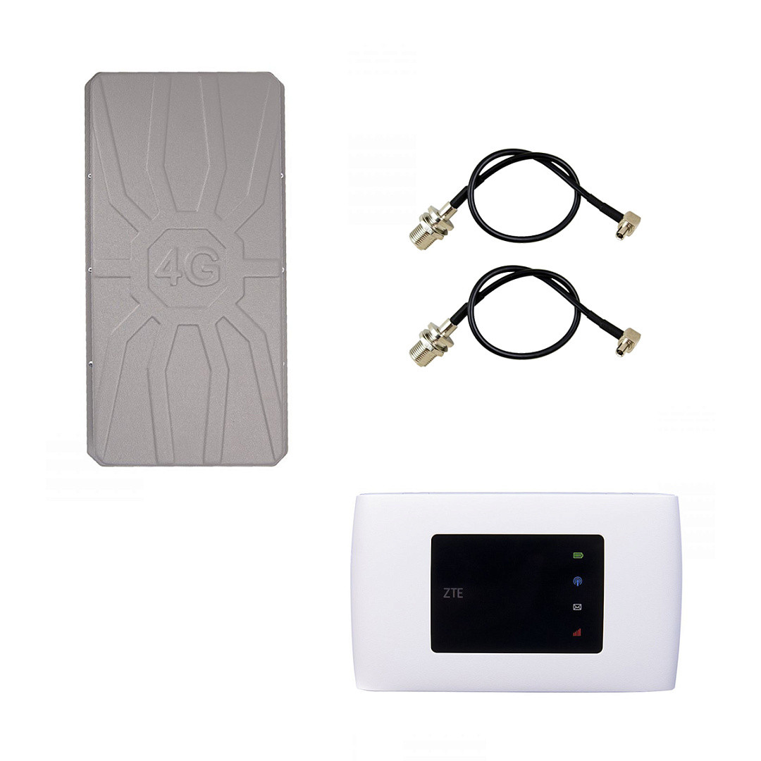 Комплект 4G LTE Wi-Fi роутер ZTE MF920U + Панельная 3G/4G LTE MIMO антенна RunBit Spider ...