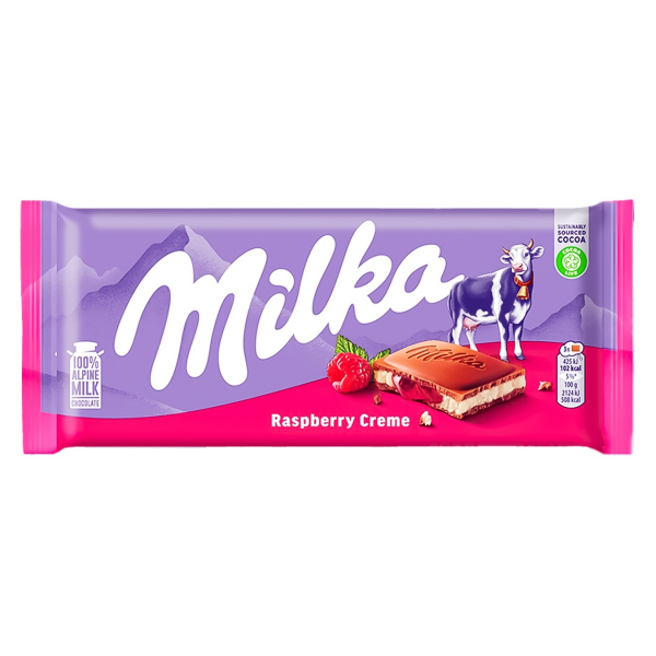 Шоколад Milka Raspberry Creme Мілка з малиновим кремом 100 грам (ID ...