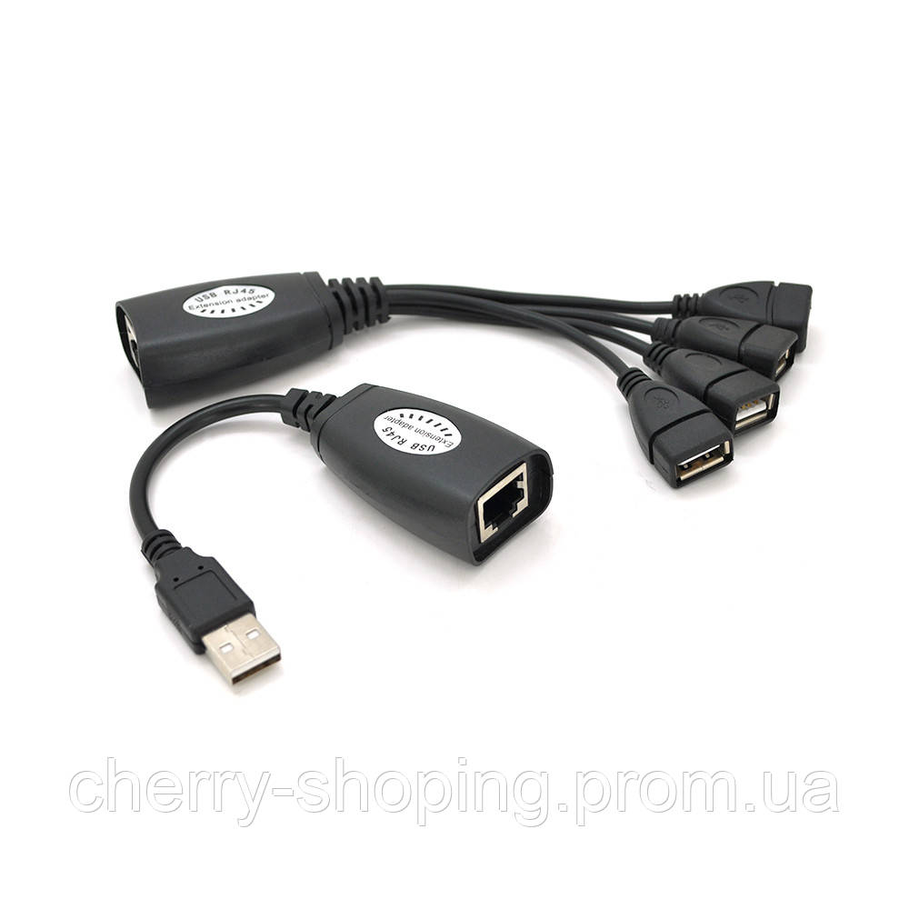 Удлинитель USB 2.0 сигнала по F/UTP до 50 метров, RJ-45 to AM + RJ-45 ...