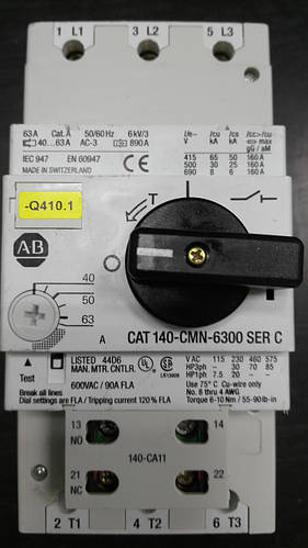Автомат защиты двигателя Allen-Bradley CAT 140-CMN-6300 SER C 40-63 A ...