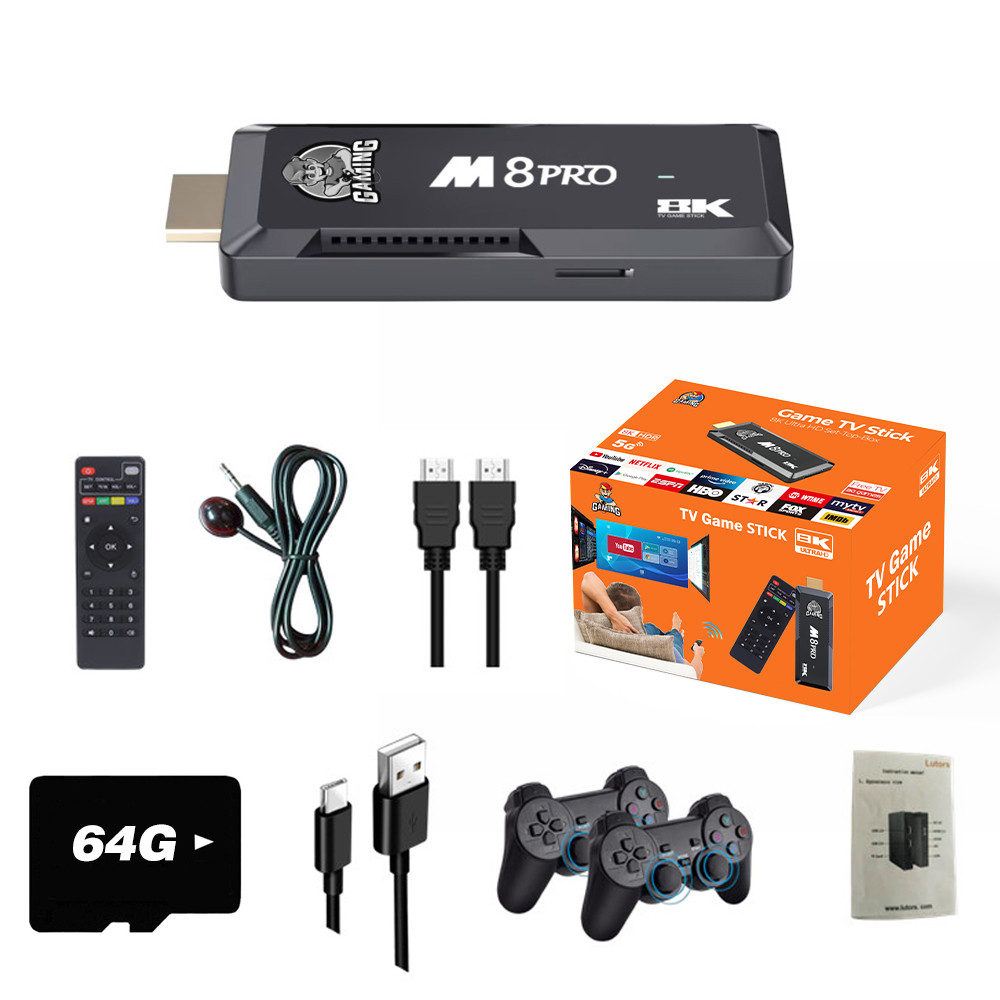 DATA FROG Нова ігрова консольM8PRO HD 4K 10000, Бездротова ігрова приставка Android TV +64 GB ...