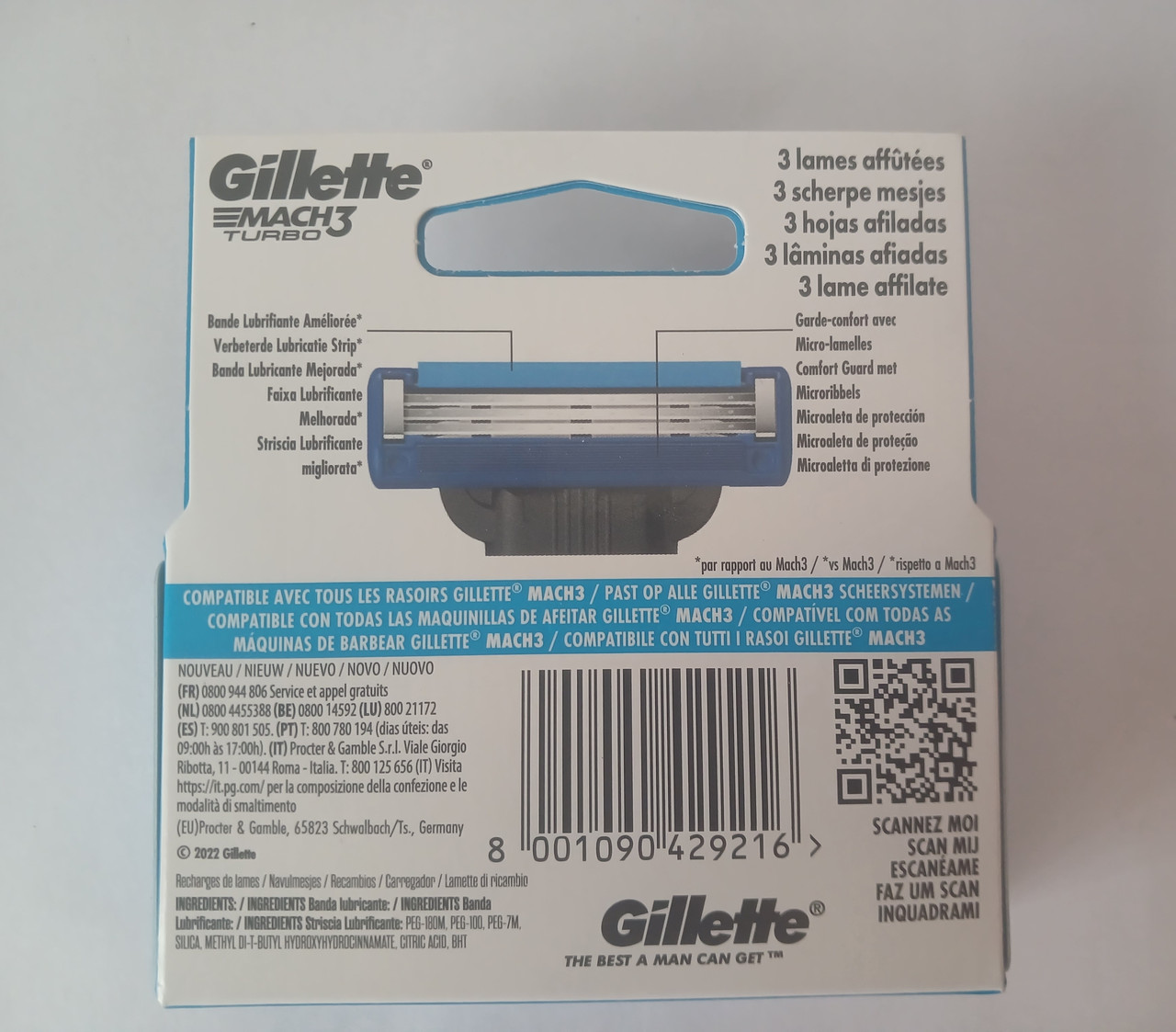 Касети для гоління чоловічі Gillette Mach3 Turbo 4 шт (Жилет Мак 3 ...