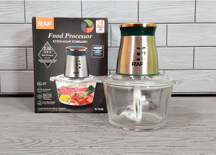 Блендер подрібнювач зі скляною чашею кухонний 2 л 800 Вт RAF R-7040 / Подрібнювач блискавка (ID ...