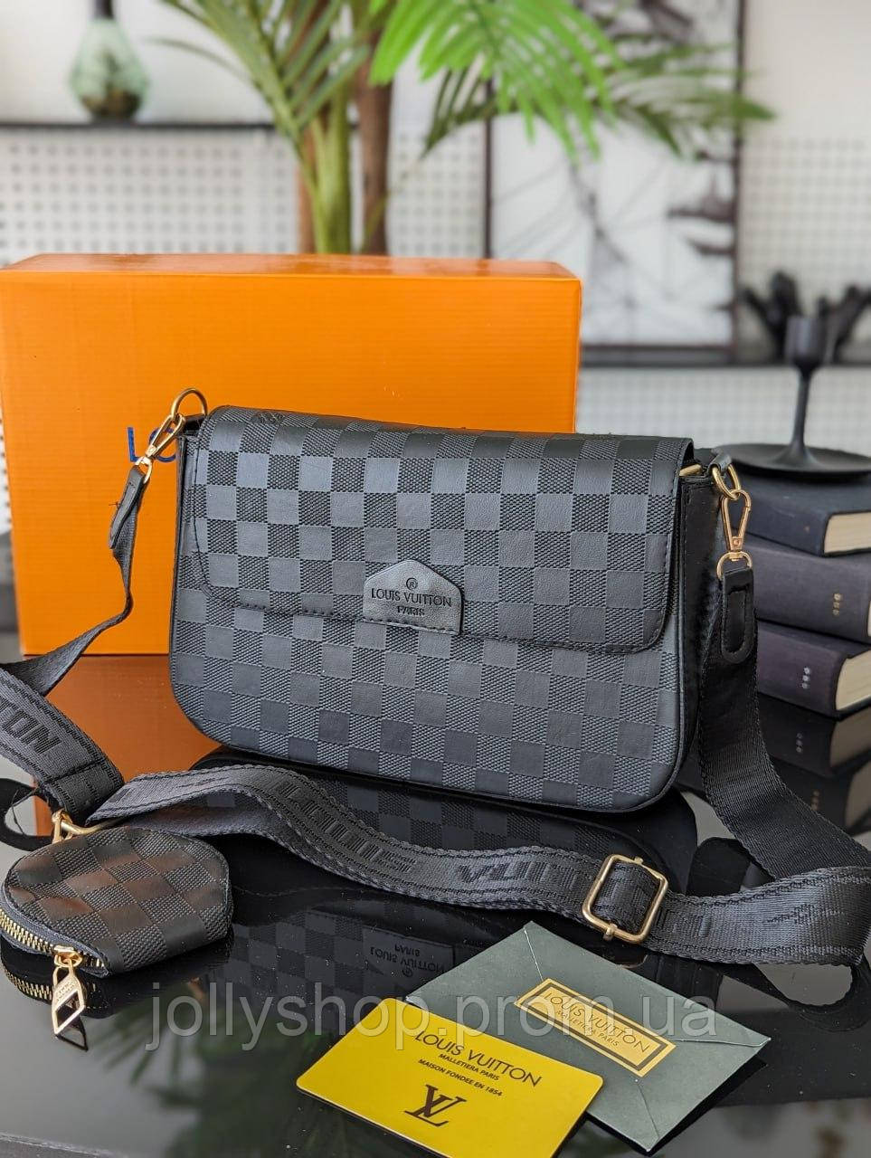 Сумка Louis Vuitton кросс боди 2 в 1 черная клетка. Качественная ...