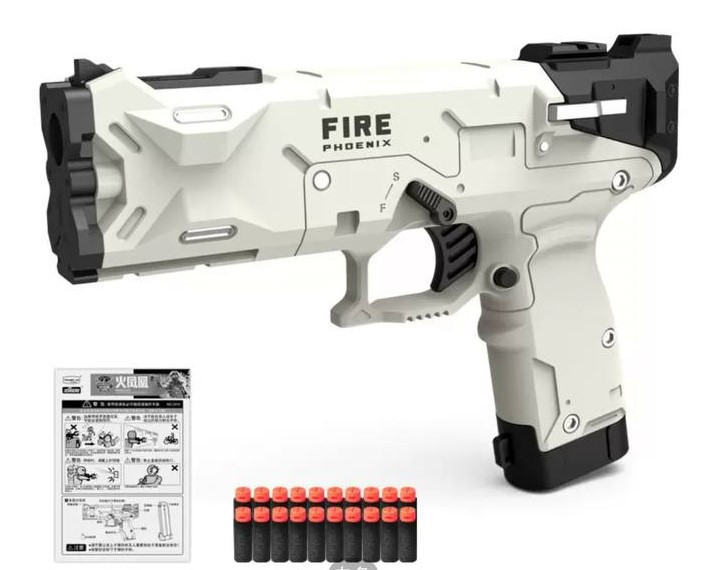 Игрушечный пистолет Fire Fenix с мягкими пулями. Фаер феникс белый ...