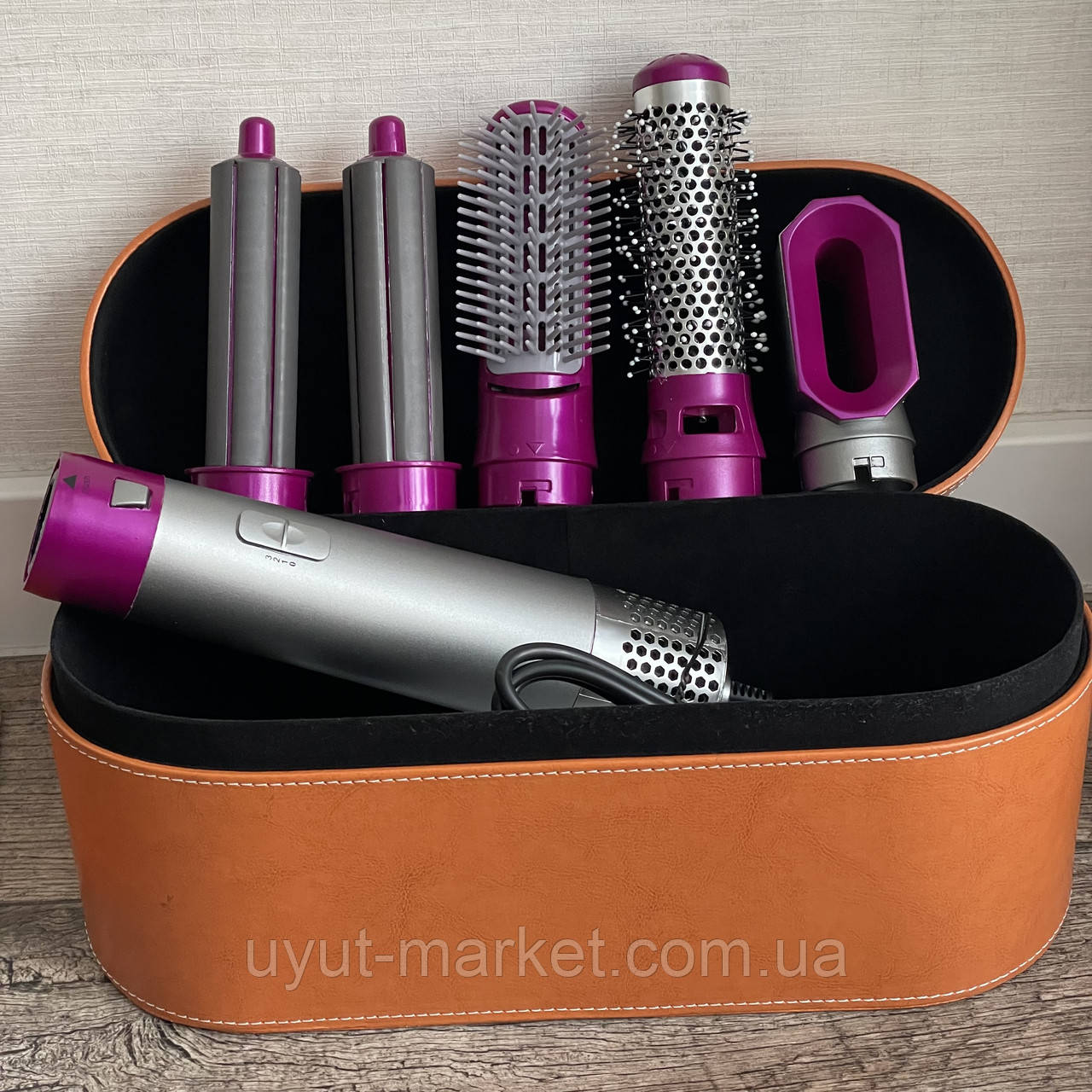Мультистайлер для волос 1000Вт 5 в 1 + кожанный чехол HAIR BRUSH аналог ...