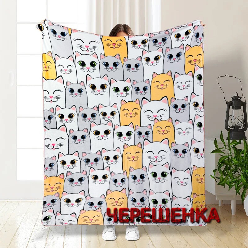 Заказывайте Плед з 3D-принтом 135*160 "Помаранчеві Коти" №20222335 от ...
