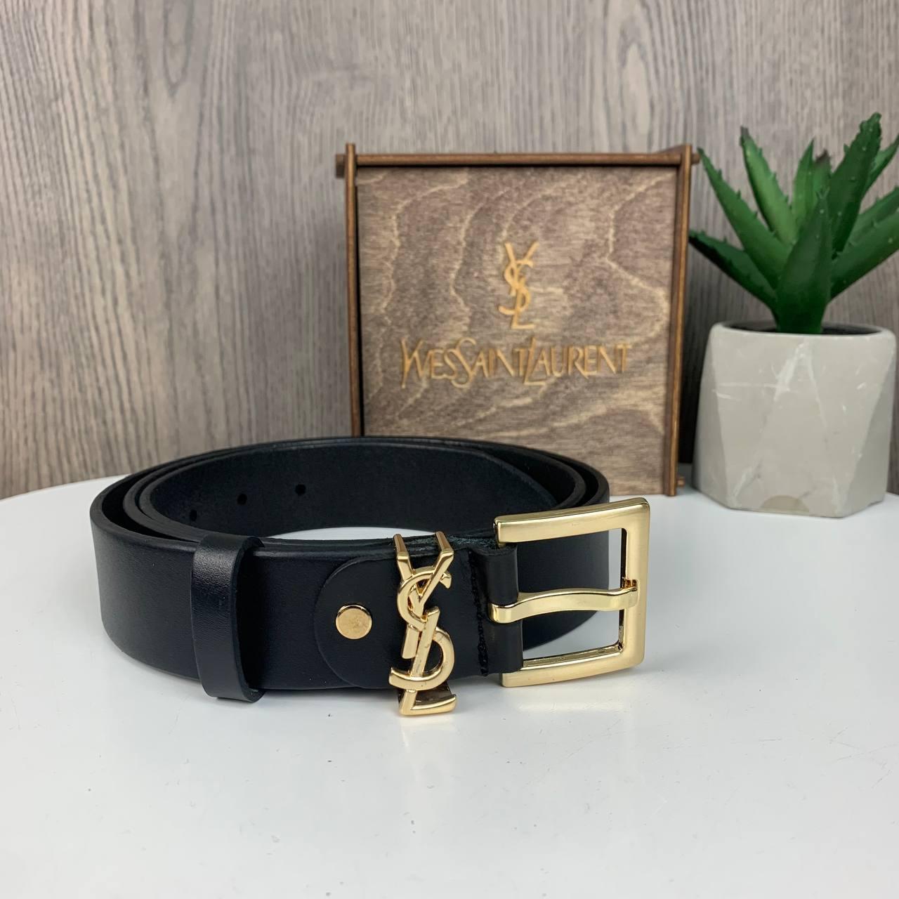 Жіночий шкіряний поясний ремінь Ів Сен Лоран із натуральної шкіри YSL ...