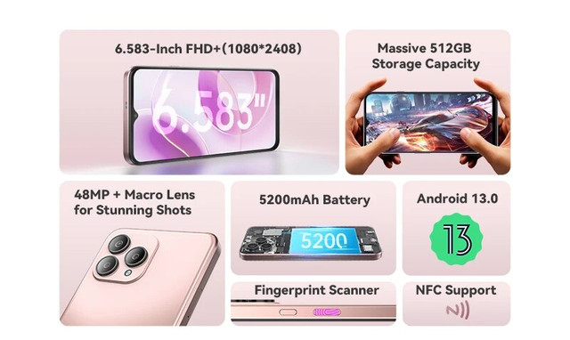 Смартфон Cubot P80 512Gb Pink 5200mAh 8/512Gb NFC 4G Global Новинка ...