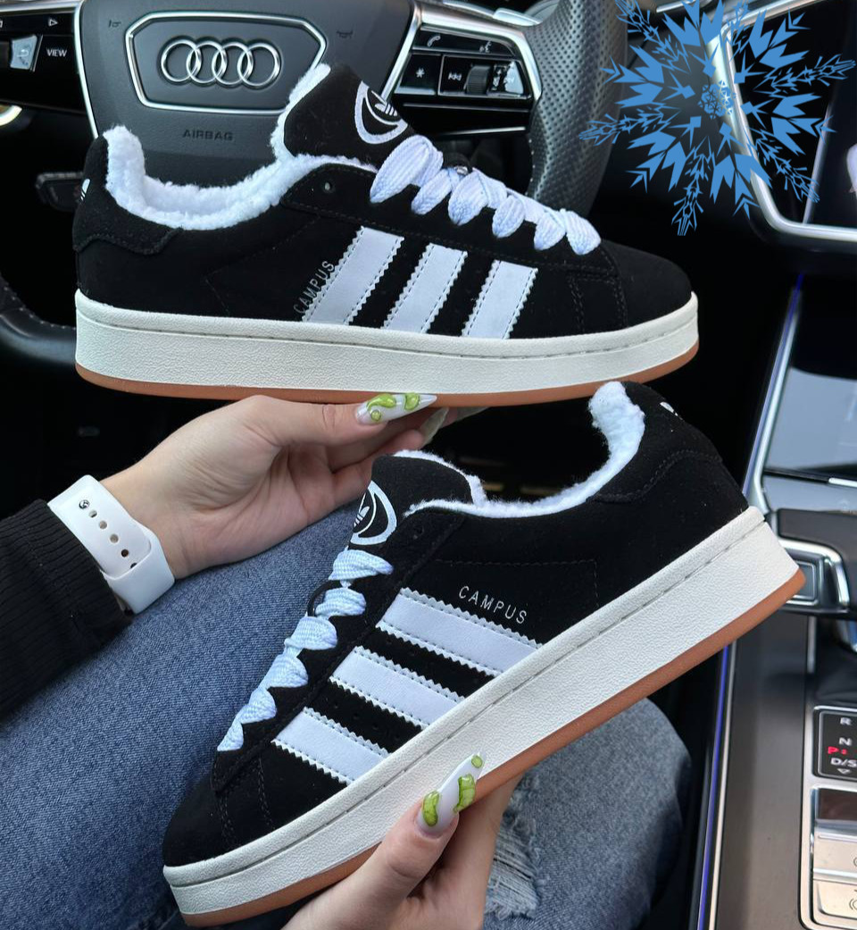Женские зимние кроссовки Adidas Campus с мехом теплые повседневные ...