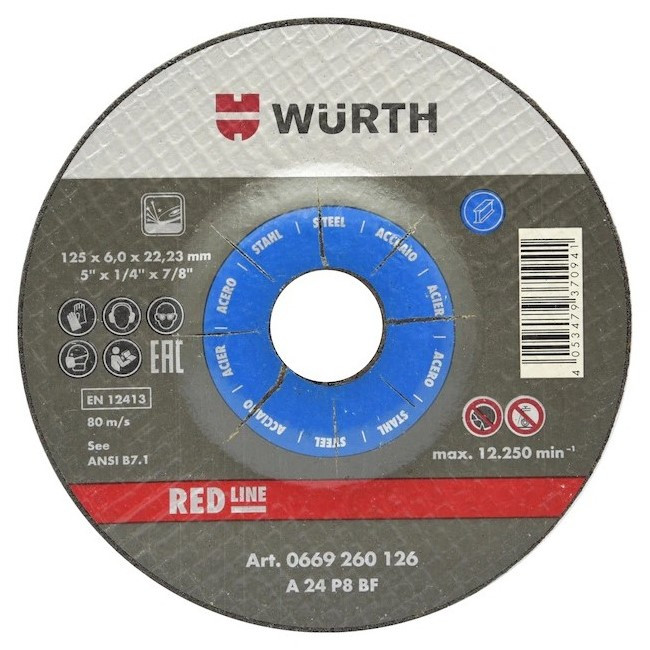 Зачисний круг Wurth Red Line Ø125 x 6.0 x 22.33 мм (ID#2049701348 ...