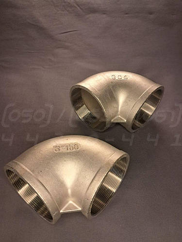 Угольник нержавеющий Ду 80 (3"), с внутренними резьбами, 90°, ISO 4144 ...