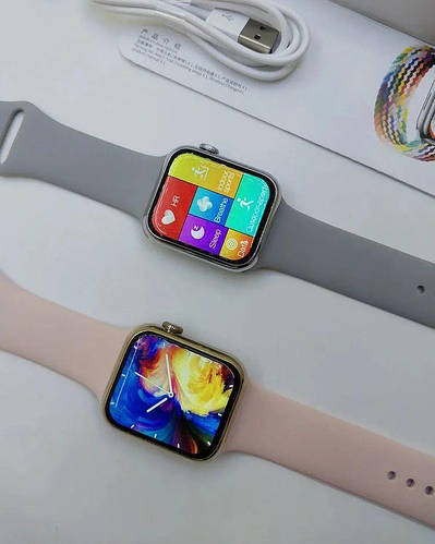 Умные смарт часы apple watch GS7 ProMAX 45/41мм FULL Розовые/Серые ...