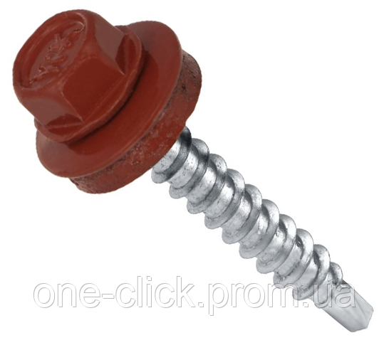 Шуруп саморіз покрівельний з буром свердлом Wkret-Met WFD 4,8х35 мм RAL 3009 (ID#2052643520 ...