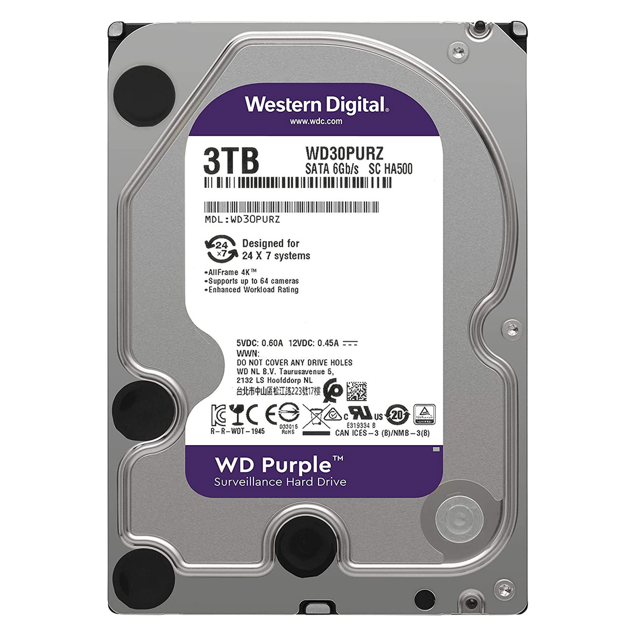 WD Purple 3TB Внутрішній жорсткий диск для систем відеоспостереження ...