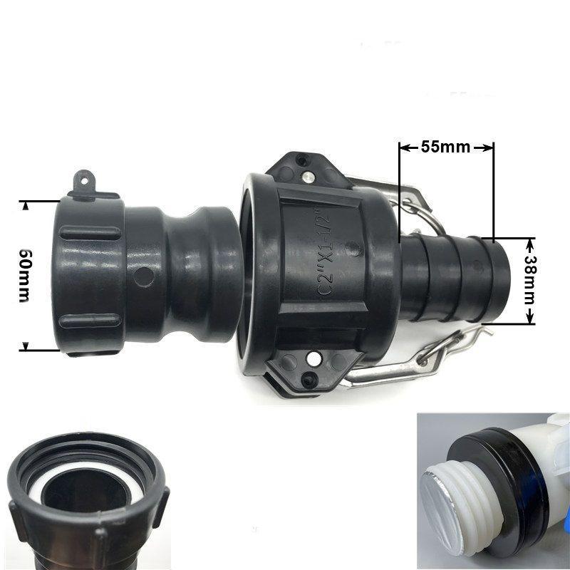 IBC адаптер для еврокуба 60 мм 2" (крупная резьба) камлок шланг 1,5" 38 ...