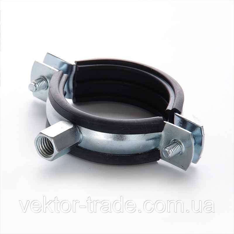 Хомут трубний із гумовою прокладкою APRO 107-115 мм (4") М8/М10, для ...