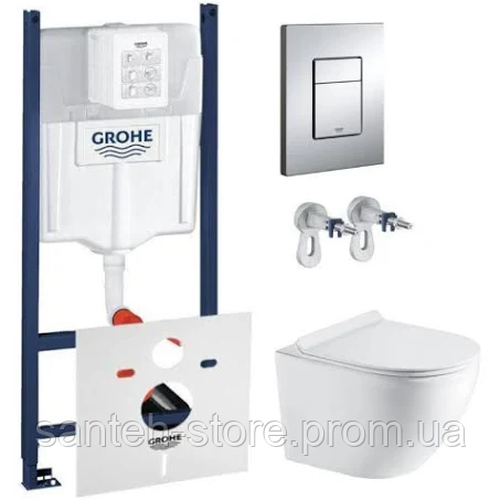 3873200A+RN-0490-RQ3 Інсталляція Grohe Rapid SL 4в1+Унітаз підвісний ...