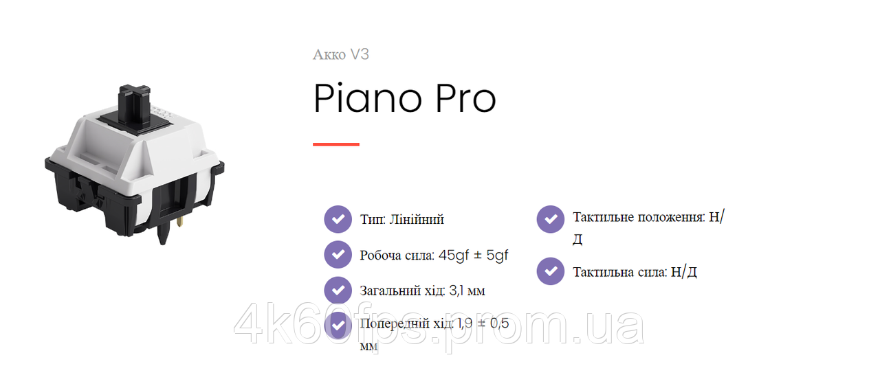 Набор Akko V3 Piano Pro Switch 5 Pin 45gf свитчи переключатели Akko 45 ...