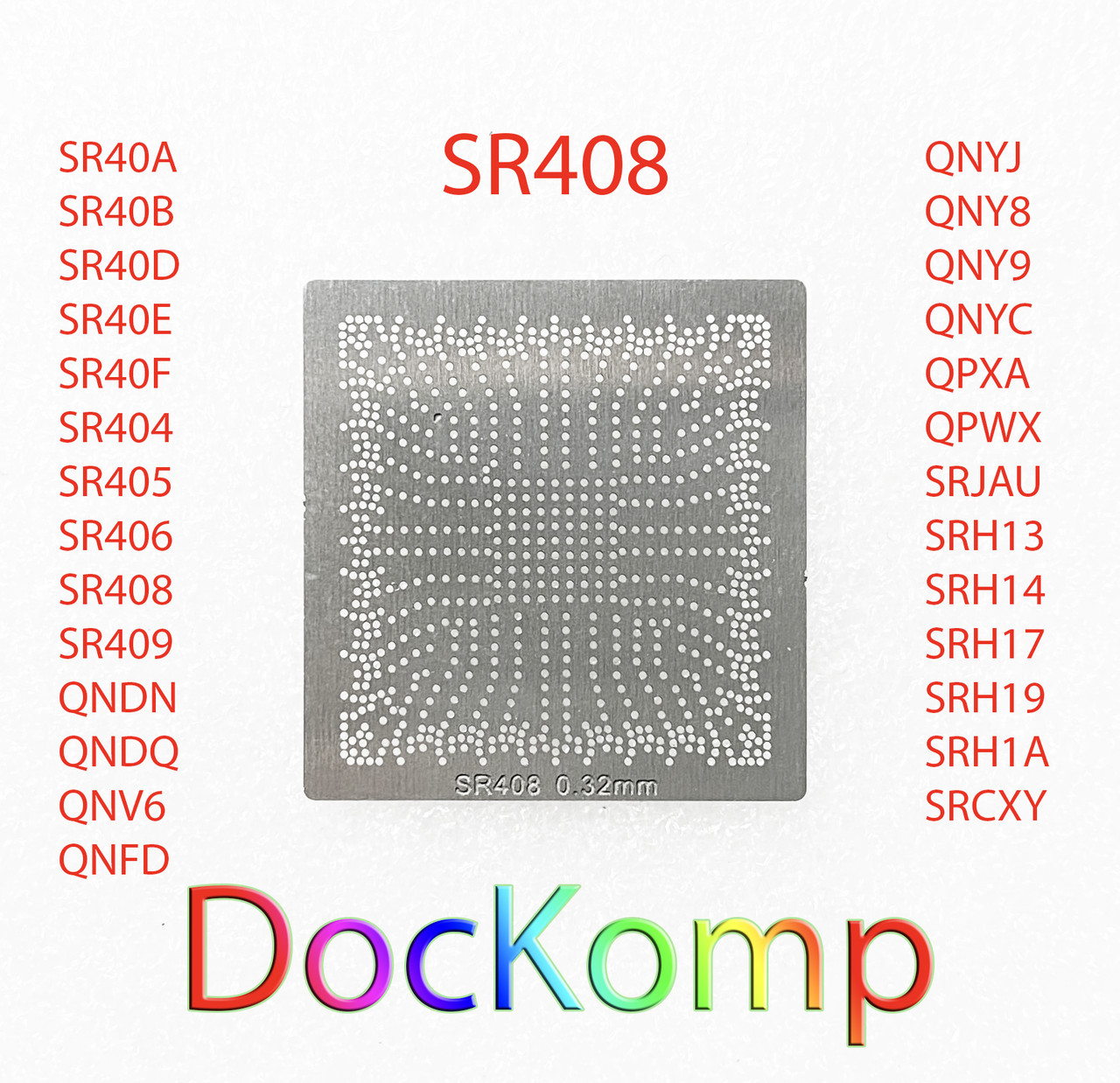 Шаблон, трафарет BGA (БГА) Ø 0.32 mm SR40A, SR40B, SR40D, SR40E, SR40F, SR404, SR405, SR406 ...