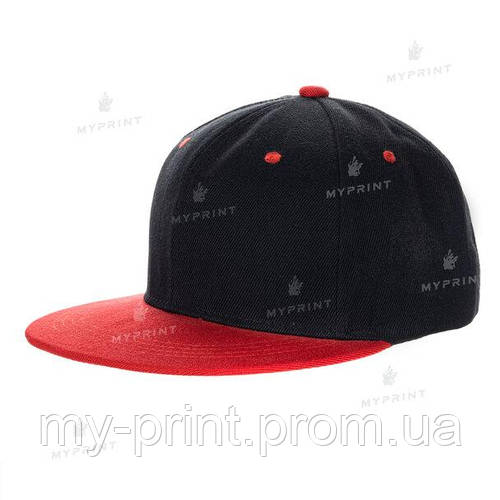 Кепка с прямым козырьком snapback черная с красным козырьком (7985) (ID ...