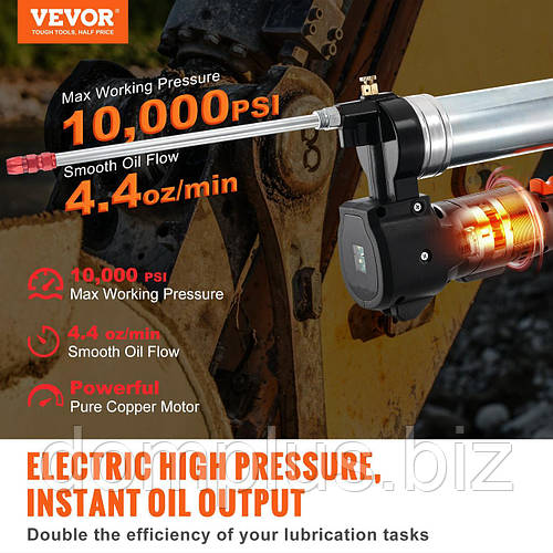 20V аккумуляторный смазочный пистолет 500 г смазки 10,000PSI рабочее ...