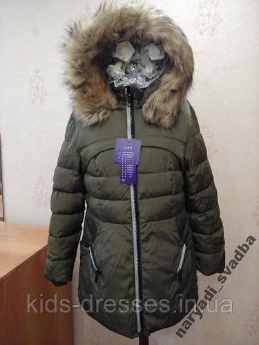 Купить Удобный женский пуховик цвета хаки с капюшоном, р. 50 (L), цена ...