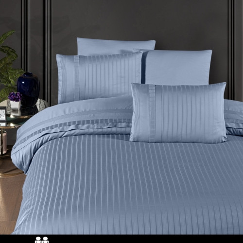 Постільна білизна First Choice Satin Deluxe Євро - New Trend Dusty Blue ...