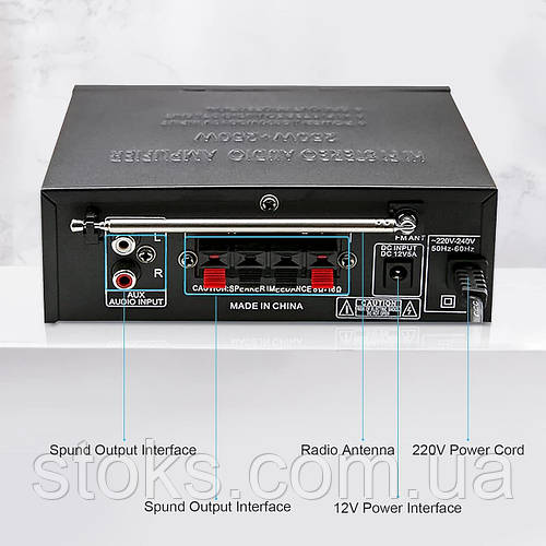 Аудио усилитель Bluetooth 5.0 цифровой 100 Вт 2-канальный USB SD AUX ...