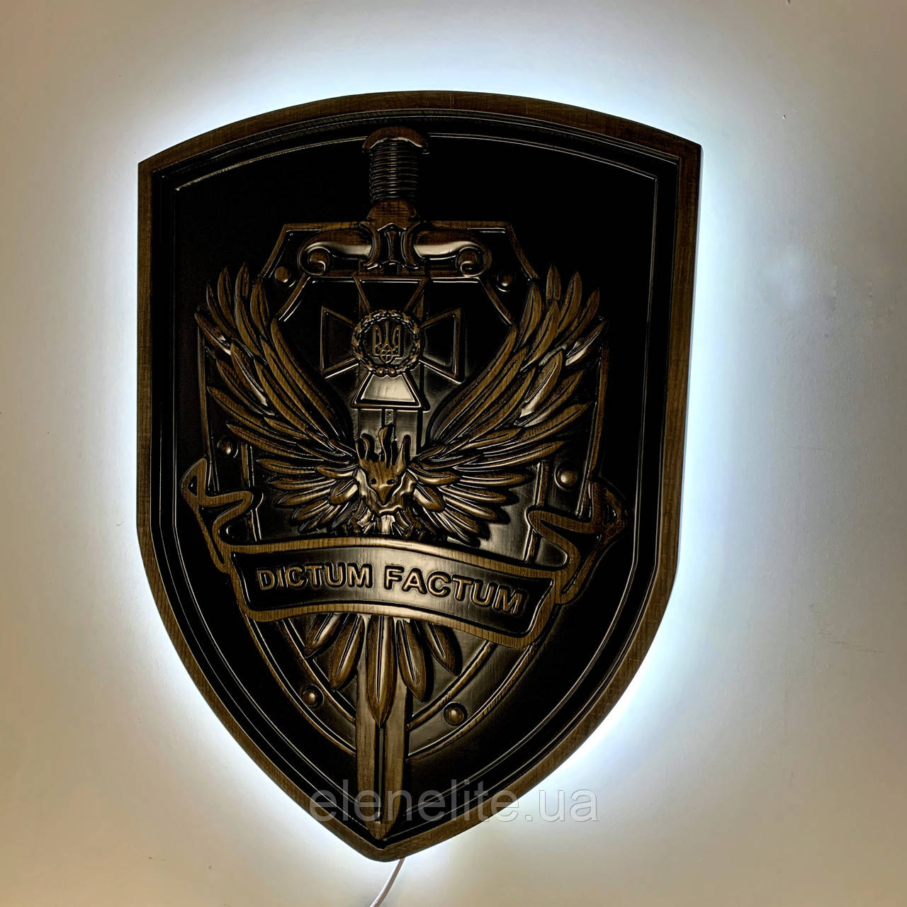 Панно лого ДСНС "Dictum Factum" c LED-подсветкой. Размер, стиль и ...