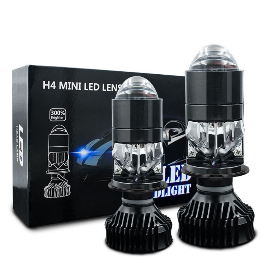Лампы BI-LED мини-линзы K10 "H4 MINI LED LENS"(+150%, 48000Лм, 6000К, 9 ...