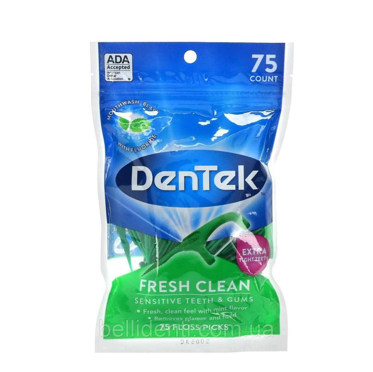 DenTek DenTek Fresh Clean Освіжаюче очищення Флос-зубочистки, 75 шт ...