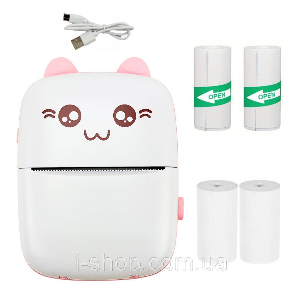 Портативный мини принтер термопринтер мобильный фотопринтер маленький ...