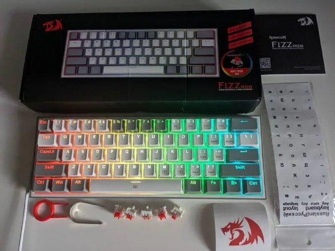 Механическая клавиатура с подсветкой Redragon Fizz K617 бело-розовая ...