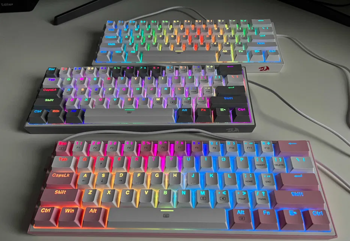 Механическая клавиатура с подсветкой Redragon Fizz K617 бело-розовая ...
