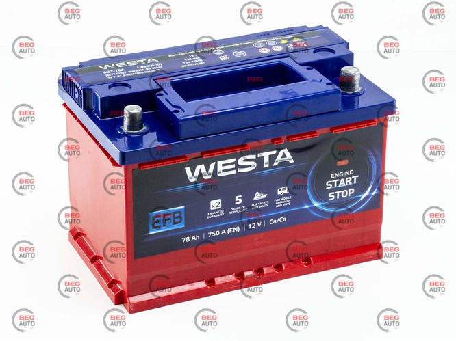 Аккумулятор Westa 78Ач (750A) EFB (Start-Stop) Евро правый + (ID ...