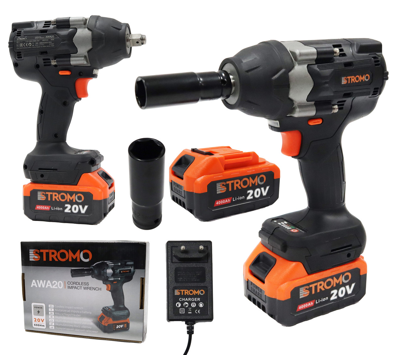 Гайковерт акумуляторний ударний 600 Нм (безщітковий з АКБ і ЗП) Stromo AWA20/1 - купити за ...